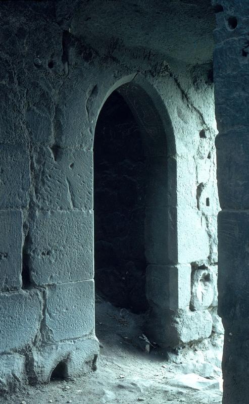 Haining Castle (Almond Castle) interior ruins - doorway - Falkirk Council