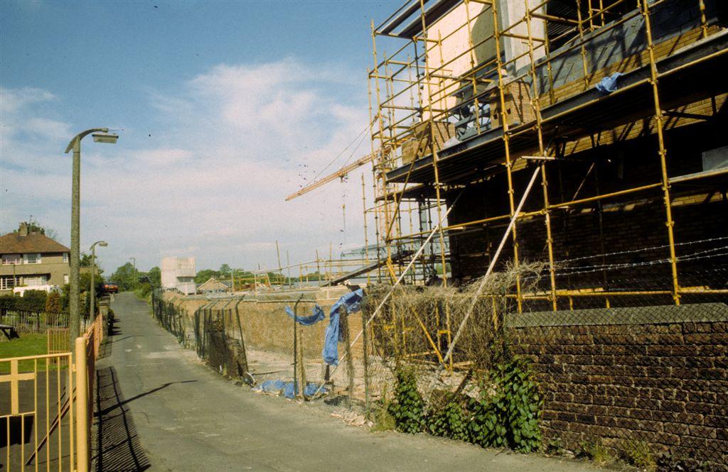 Howgate Shopping Centre site from Pleasance Gardens during construction ...