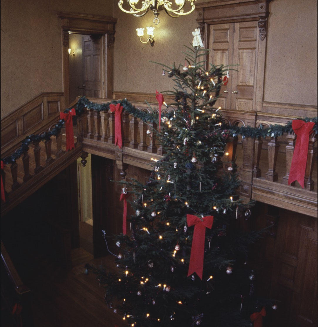 Christmas Tree in Callendar House main staircase - Falkirk Council
