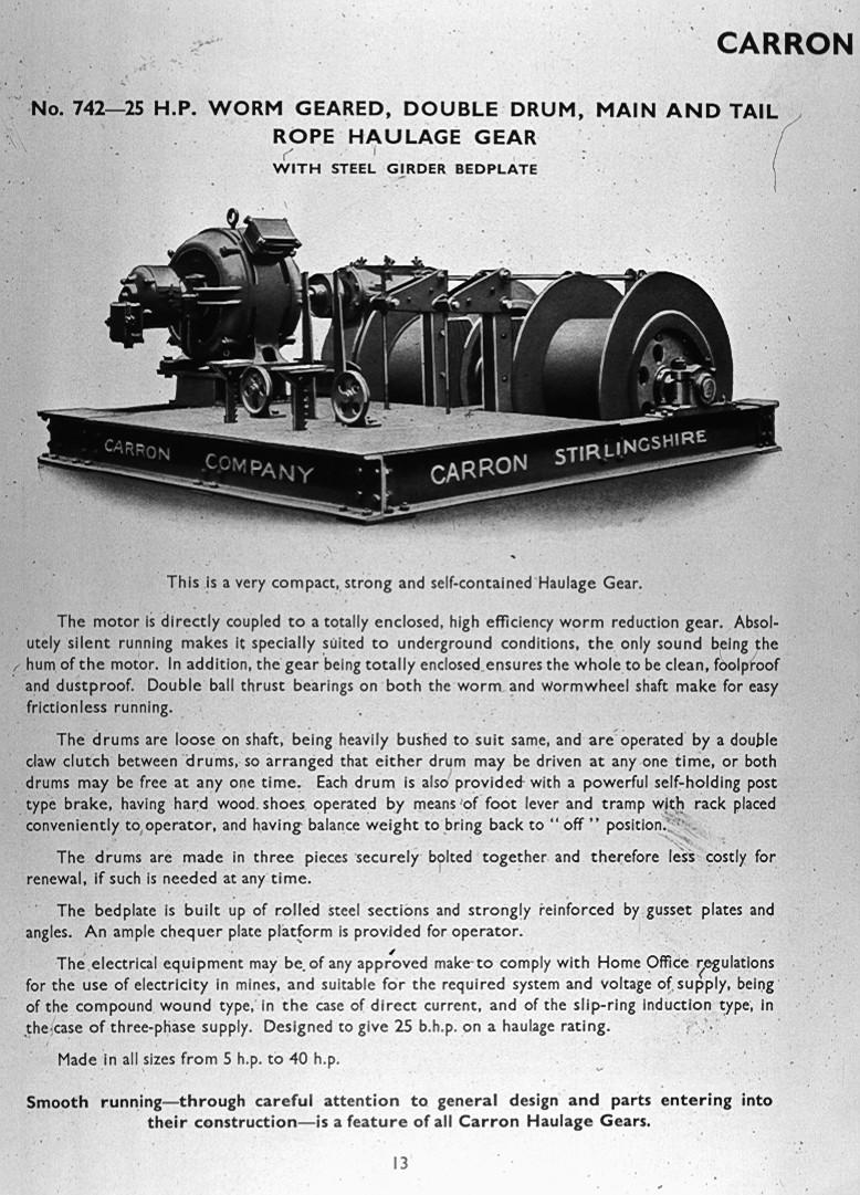 25 HP Worm Geared, Single Drum, Main and Tail Rope, Haulage Gear ...