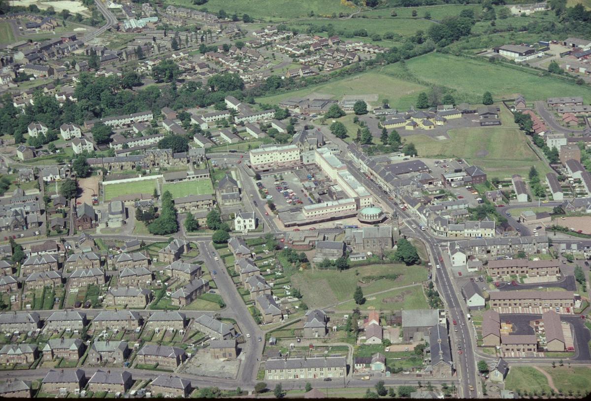 Aerial view of Denny Town Centre - Falkirk Council