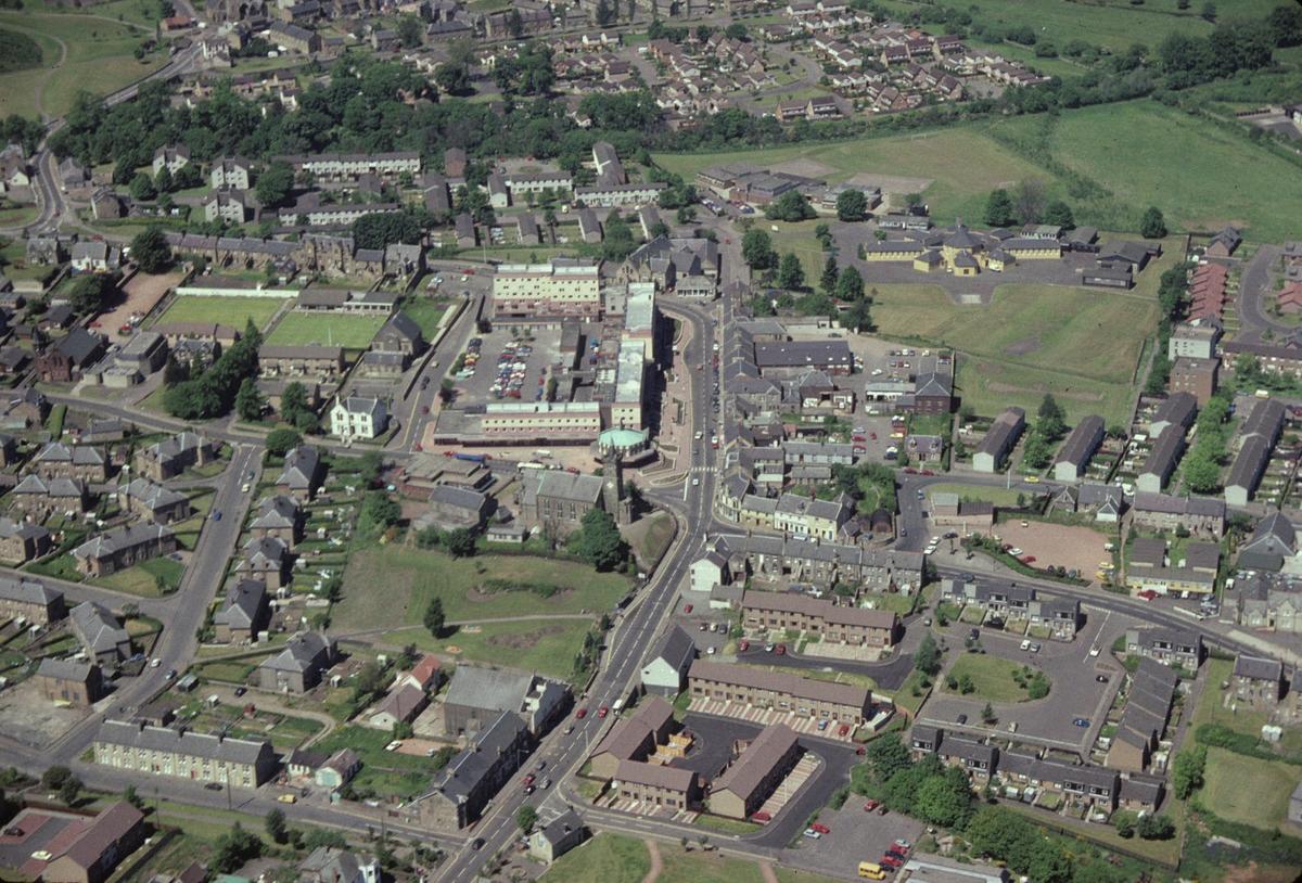 Aerial view of Denny Town Centre - Falkirk Council